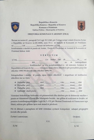 Zyrtarizohet vërtetimi i përvojës së punës që i gëzon pensionistët e ...